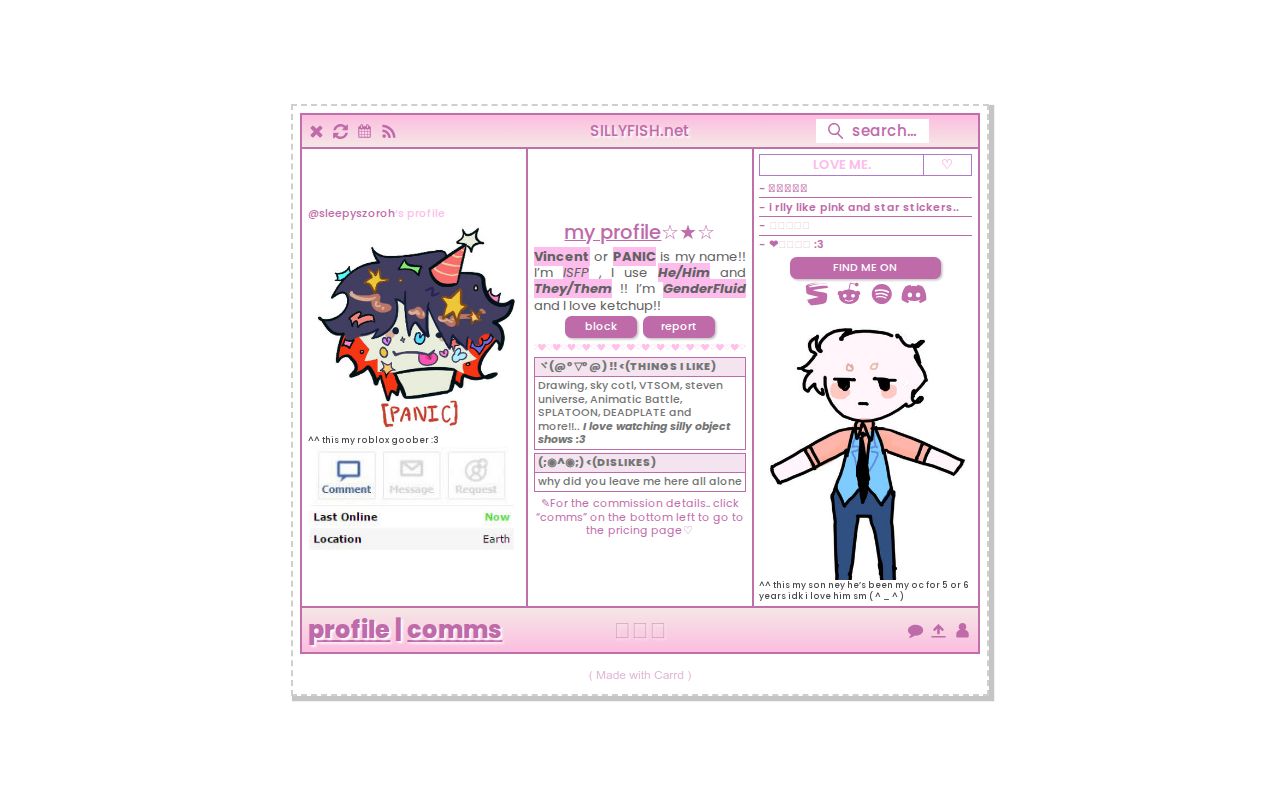 Vince’s 3rd silly carrd with comms